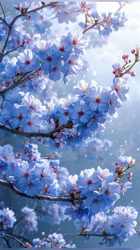Обои аниме голубые цветы сакура в 2025 г Фоновые рисунки Обои Картины