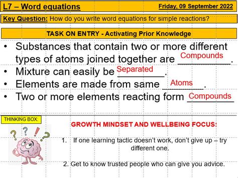 L7 Word Equations Teaching Resources