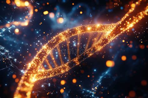 Glowing Dna Double Helix With Molecular Connections Illuminated In A