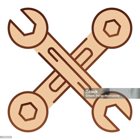 교차 렌치 플랫 아이콘입니다 작업 도구 는 트렌디 한 플랫 스타일의 갈색 아이콘 웹 및 응용 프로그램을 위해 설계된 교차 스패너 그라데이션 스타일 디자인 Eps 10 10에