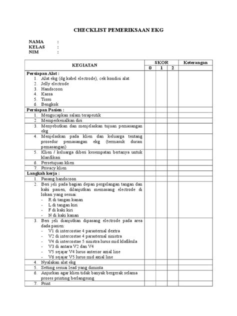 Checklist Pemeriksaan Ekg Pdf