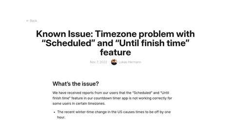 Known Issue Timezone Problem With “scheduled” And “until Finish Time” Feature