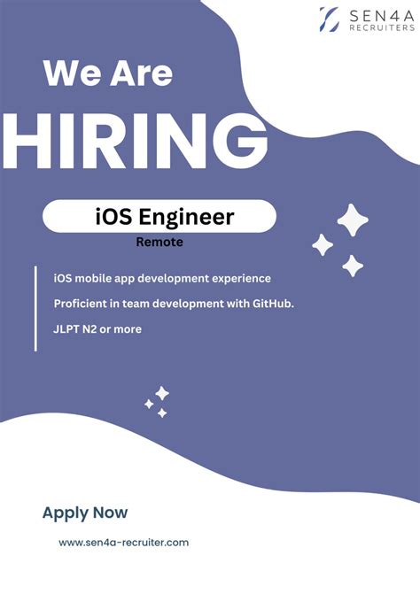 ios engineering jobopportunity sen4arecruiters sen4a recruiters