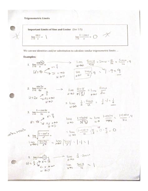 Trig Limits Taken With Professor Farmer Math 203 Studocu