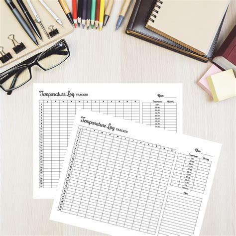 Temperature Log Printable Pdf Temperature Tracker Printable Editable