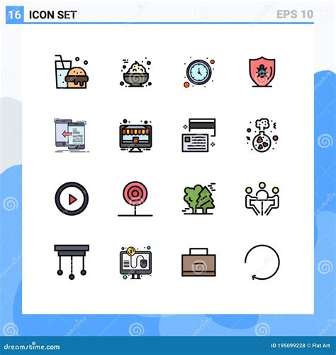 Set Of 16 Modern Ui Icons Symbols Signs For Mobile Data Wall Clock