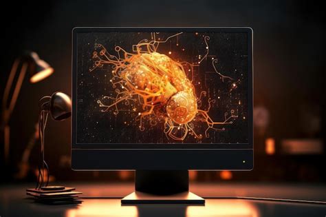 Premium Photo Ai Inspired Computer Monitor With Neural Networks
