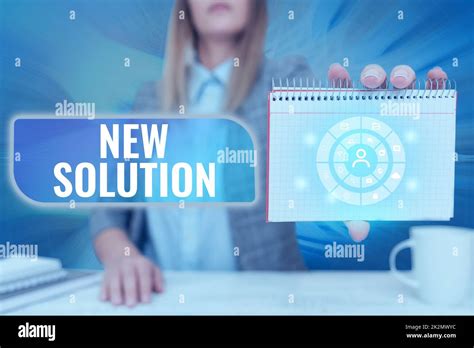 Text Caption Presenting New Solution Word Written On Modern Innovation