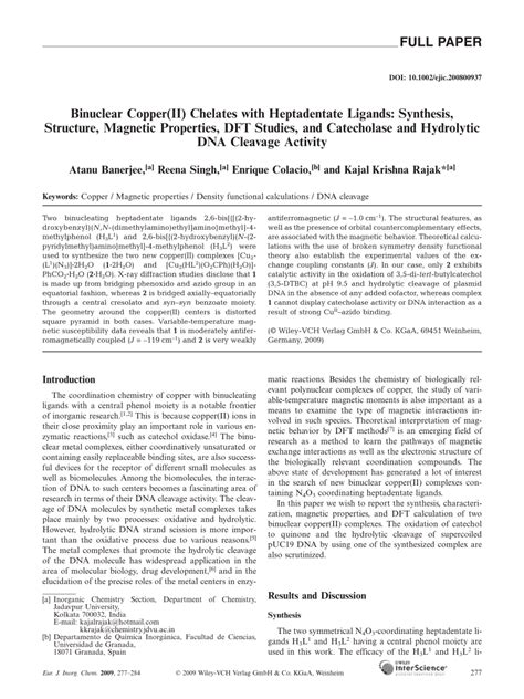 Pdf Binuclear Copperii Chelates With Heptadentate Ligands Synthesis Structure Magnetic