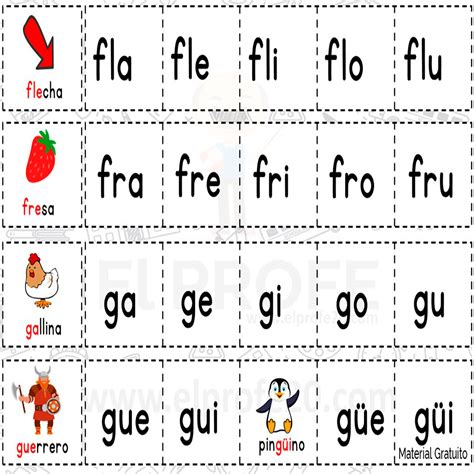 Fla Fle Fli Flo Flu S Labas Trabadas Vocabulario Para Ni Os Free Word