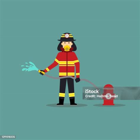 물 호스를 들고 있는 소방관 구조에 대한 스톡 벡터 아트 및 기타 이미지 구조 디자인 만화 Istock