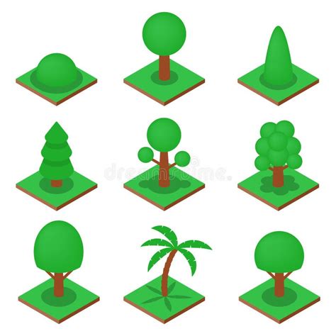 Isometric Trees Set Stock Vector Illustration Of Grass 95452355