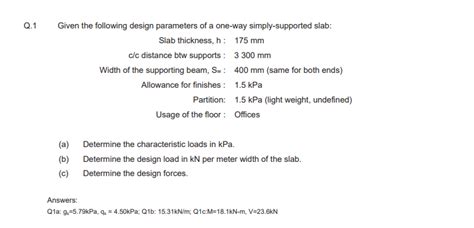 Solved Q Given The Following Design Parameters Of A Chegg