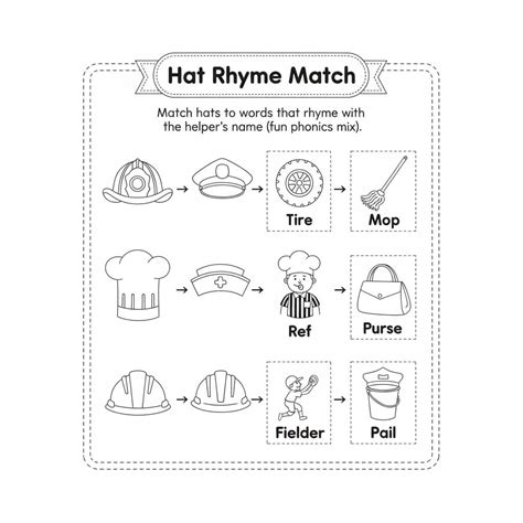 Community Helper Hats Matching Worksheets Free Image And Pdf Printables