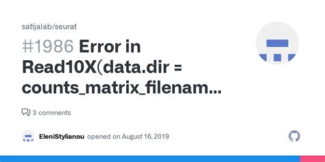 Error In Read10xdatadir Countsmatrixfilename Seurat Version 3