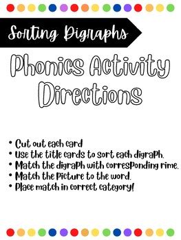 DIGRAPH SORTING ACTIVITY CENTER By Sarah Underwood TPT