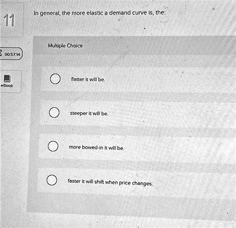 Solved 11 In General The More Elastic A Demand Curve Is The Multiple Choice Flatter It