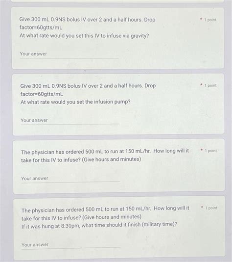 Solved Give 300 ML0 9 NS Bolus IV Over 2 And A Half Hours Chegg Com