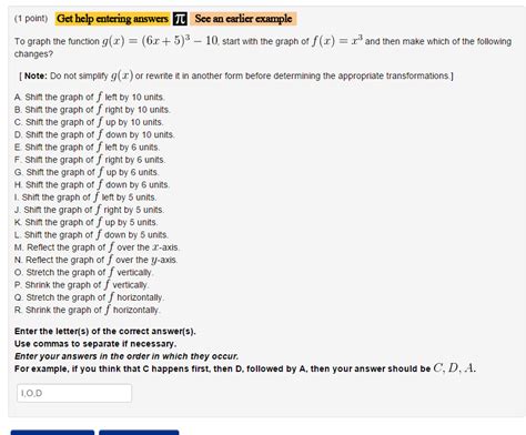 Solved To Graph The Function G X 6x 5 3 10 Start