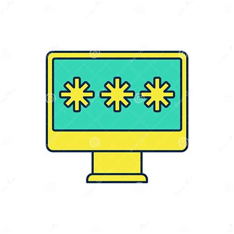Filled Outline Monitor With Password Notification Icon Isolated On White Background Security