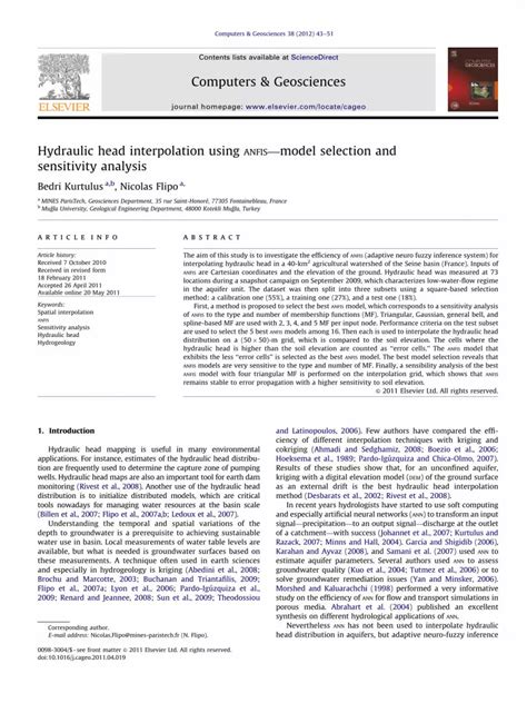 pdf hydraulic head interpolation using anfis—model selection and