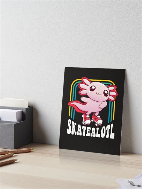 Funny Disco Roller Skate Axolotl Pastel Kawaii Salamander Skater Art Board Print For Sale By