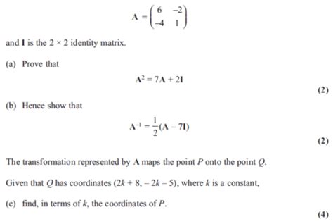 Exam Questions Matrix Transformations Examsolutions