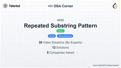 Repeated Substring Pattern Dsa Problem Talentd