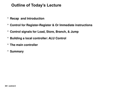 Ppt 361 Computer Architecture Lecture 9 Designing Single Cycle