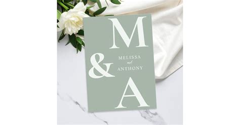 Modern Minimalist Sage Green Wedding Invitation Zazzle