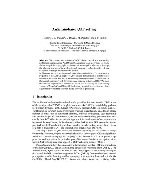 Pdf Antichain Based Qbf Solving