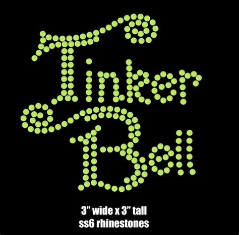 3 Tinkerbell Script Iron On Rhinestone Transfer For Etsy