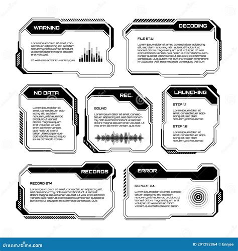 Black Futuristic Hud Ui Elements Sci Fi User Interface Text Boxes