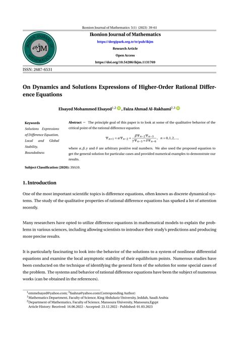 Pdf On Dynamics And Solutions Expressions Of Higher Order Rational