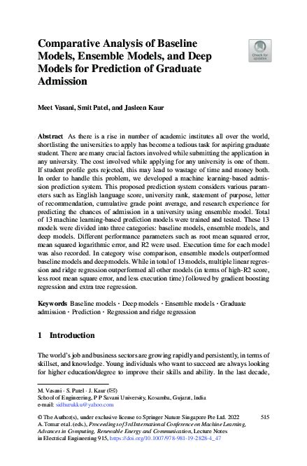 Pdf Comparative Analysis Of Baseline Models Ensemble Models And