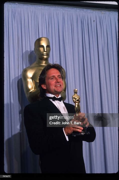 Actor Michael Douglas Holds His Best Actor In A Leading Role Oscar