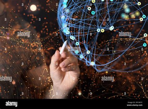 A Female With A Digital Pen Interact With A Giant Spherical Object Covered In Various Colorful