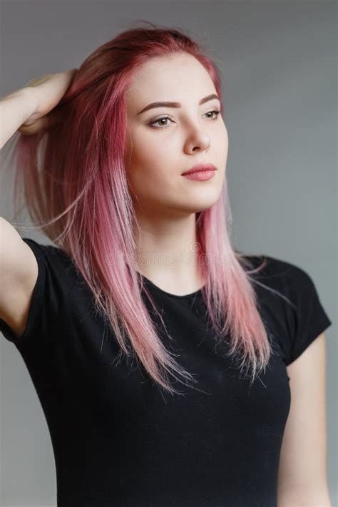 Beautiful Girl With Pink Hair Stock Image Image Of Lovely Girl 91926839