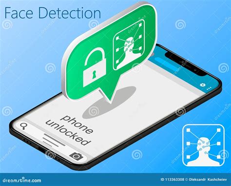 Mobile Phone Is Unlocked Using Face Identification Vector Concept Of