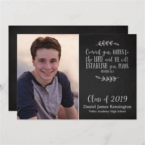 Christian Bible Verse Graduation Chalkboard Photo Invitation Zazzle