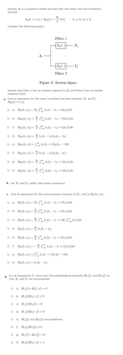 Assume At Is A Gaussian Random Process With Zero Mean