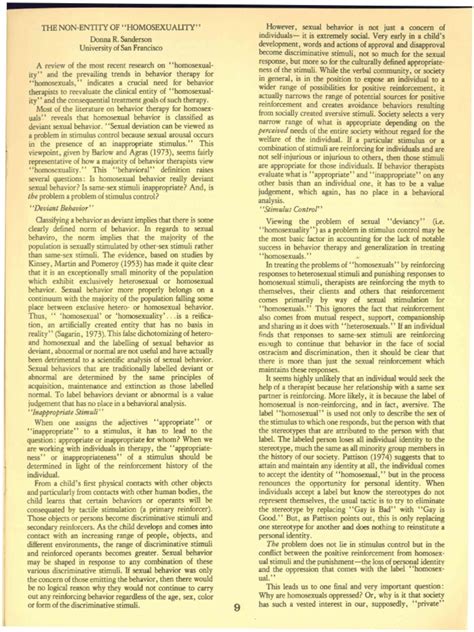 The Non Entity Of Homosexuality Pdf Homosexuality Reinforcement