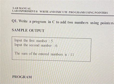 Solved Lab Manual Lab Experiment 8 Write And Execute