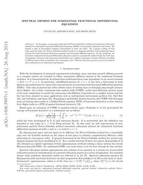 Pdf Spectral Methods For Substantial Fractional Differential Equations