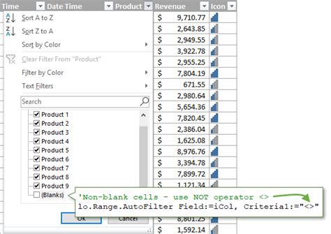 Как отфильтровать ячейки в Excel с помощью макроса