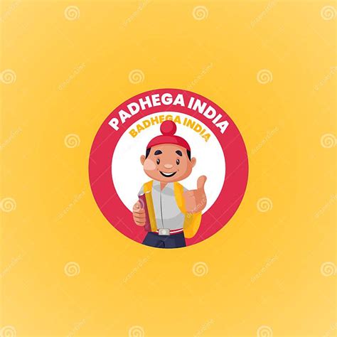 Padhega India Badhega India Vector Mascot Logo Stock Vector
