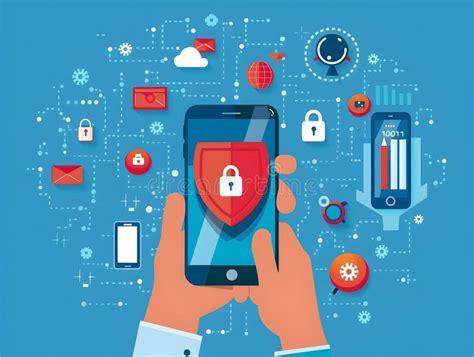 Cybersecurity Concept With Smartphone And Cyber Security Icons Representing Privacy Data