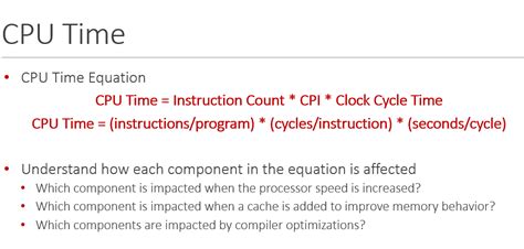 Solved Cpu Time Equation Cpu Time Instruction Count