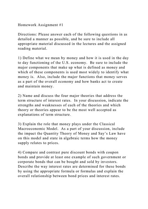 Homework Assignment 1directions Please Answer Each Of The Folldocx