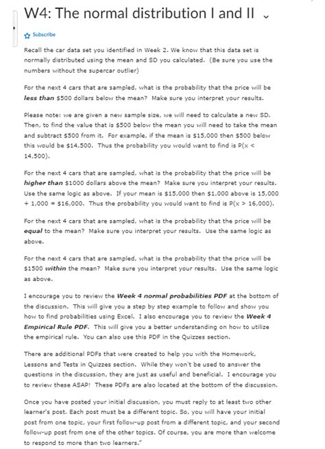 solved recall the car data set you identified in week 2 we